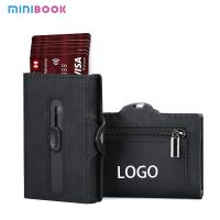 China RFID Blocking Aluminum Card Holder Wallet Saffiano Leather Credit Card Case for Men 10x6.6cm for sale