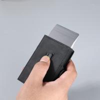 China RFID Blocking Aluminum Card Holder Wallet Saffiano Leather Credit Card Case for Men 10x6.6cm for sale