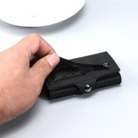China RFID Blocking Aluminum Card Holder Wallet Saffiano Leather Credit Card Case for Men 10x6.6cm for sale