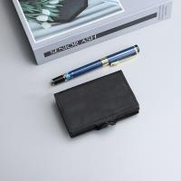 China RFID Blocking Aluminum Card Holder Wallet Saffiano Leather Credit Card Case for Men 10x6.6cm for sale