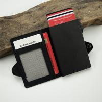 China Auto Eject Pop Up Card Holder with Cash Clip for Men PU Leather 10.2x7.2x1.6cm for sale