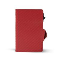China Auto Eject Pop Up Card Holder with Cash Clip for Men PU Leather 10.2x7.2x1.6cm for sale