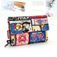 China None Pattern Type Denim Canvas Wallet Creative Tri-Fold Design for Keys and Cards for sale