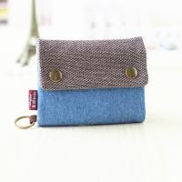 China None Pattern Type Denim Canvas Wallet Creative Tri-Fold Design for Keys and Cards for sale