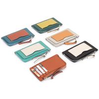 China Slim Genuine Leather Card Holder Wallet for Women with Lanyard OEM Custom Logo 15cm x 10cm for sale