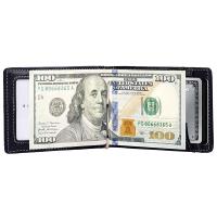 China Genuine Leather RFID Blocking Slim Front Pocket Wallet with Money Clip and ID Window 11.5cm for sale