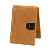China Genuine Leather RFID Blocking Slim Front Pocket Wallet with Money Clip and ID Window 11.5cm for sale