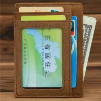China Genuine Leather Credit Card Wallet for Men Crazy Horse Minimalist Design 7.9cm x 11cm for sale