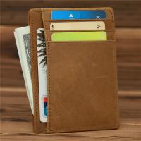 China Genuine Leather Credit Card Wallet for Men Crazy Horse Minimalist Design 7.9cm x 11cm for sale