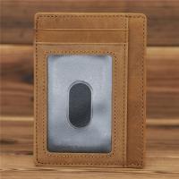 China Genuine Leather Credit Card Wallet for Men Crazy Horse Minimalist Design 7.9cm x 11cm for sale