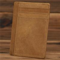 China Genuine Leather Credit Card Wallet for Men Crazy Horse Minimalist Design 7.9cm x 11cm for sale
