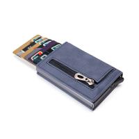 China Fashion Metal Card Holder Business Wallet PU Credit Card Case Custom Logo 9.5cm for sale