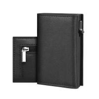 China RFID Blocking Smart Pop Up Genuine Leather Credit Card Holder Wallet for Men 10x6.6x2cm for sale