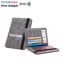 China Leather Passport Cover Case with Stamping Simple Plane Design for Travel Documents and Credit Cards for sale