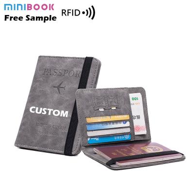 China Leather Passport Cover Case with Stamping Simple Plane Design for Travel Documents and Credit Cards for sale