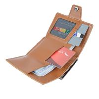 China Custom Logo Travel Minimalist Metal Wallet RFID Blocking Auto Pop Up 8 Card Capacity for sale