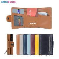 China Custom Logo Travel Minimalist Metal Wallet RFID Blocking Auto Pop Up 8 Card Capacity for sale
