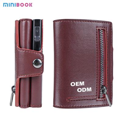 China RFID Credit Card Holder Wallet Pop Up PU Leather Aluminium Anti Theft Short Wallet for sale