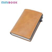China MINIBOOK Automatic Pop Up Credit Card Holder Aluminum PU Leather Business Card Wallet 3 Pack for sale