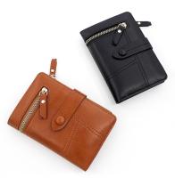 China PU Leather Multi Card Wallet with Zipper Coin Pocket ID Window 10x14cm for sale