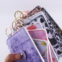 China Luxury PU Leather Business Card Holder with Keychain ID Credit Card Slots 11cm x 7.5cm for sale