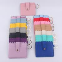 China Luxury PU Leather Business Card Holder with Keychain ID Credit Card Slots 11cm x 7.5cm for sale