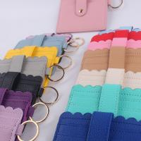 China Luxury PU Leather Business Card Holder with Keychain ID Credit Card Slots 11cm x 7.5cm for sale