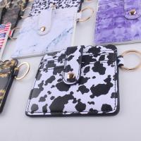 China Luxury PU Leather Business Card Holder with Keychain ID Credit Card Slots 11cm x 7.5cm for sale