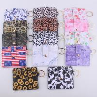 China Luxury PU Leather Business Card Holder with Keychain ID Credit Card Slots 11cm x 7.5cm for sale