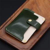 China Handmade Genuine Leather Ultra-Thin Card Holder for Student ID and Credit Cards 11cm x 7.5cm for sale