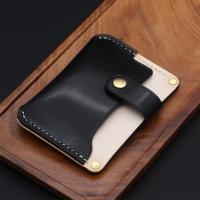 China Handmade Genuine Leather Ultra-Thin Card Holder for Student ID and Credit Cards 11cm x 7.5cm for sale