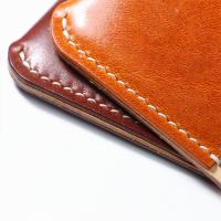 China Handmade Genuine Leather Ultra-Thin Card Holder for Student ID and Credit Cards 11cm x 7.5cm for sale