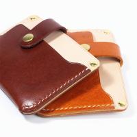 China Handmade Genuine Leather Ultra-Thin Card Holder for Student ID and Credit Cards 11cm x 7.5cm for sale