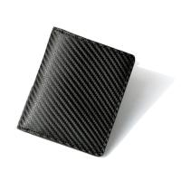 China Carbon Fiber PU Pocket Coin Purse Card Holder Business Wallet Bifold 10.5cm x 9cm for sale