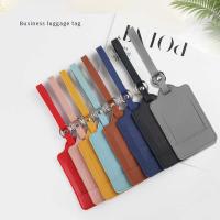 China Custom Real PU Leather Luggage Tag and Passport Holder Set Travel ID Address Tag 2 in 1 for sale