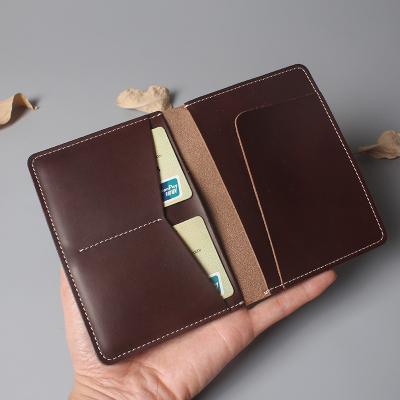China Crazy Horse Leather Passport Holder RFID Blocking Travel Wallet with Credit Card Slots 14.5x10cm for sale