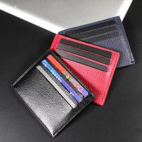 China Custom Logo Pebbled Leather Credit Card Holder Low MOQ Mix Models 10.5x7.5cm for sale