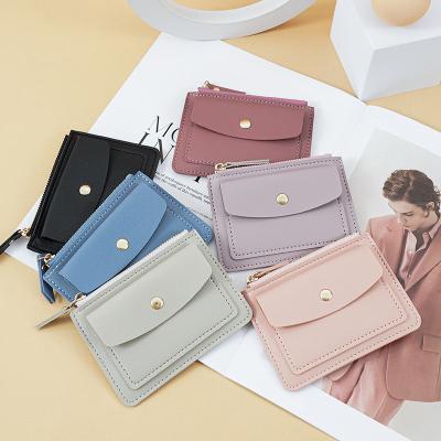 China Personalized PU Leather Card Holder Wallet for Women with Metal Bead Custom Logo 12cm x 9cm for sale