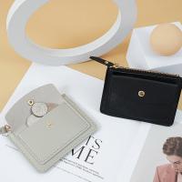 China Personalized PU Leather Card Holder Wallet for Women with Metal Bead Custom Logo 12cm x 9cm for sale