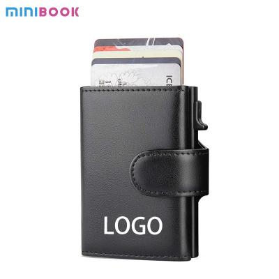 China Microfiber Synthetic Leather RFID Blocking Card Holder Wallet for Business Travel for sale