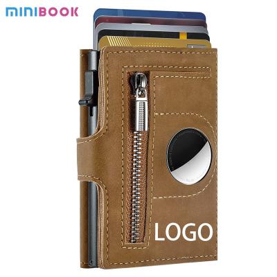 China Genuine Leather RFID Slim Card Holder Wallet Light Thin Aluminum Low MOQ Mix Models for sale