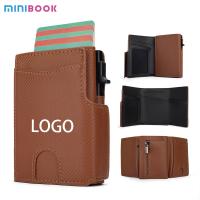 China Men's Leather Pop Up Wallet with RFID Blocking Magnetic Closure 8 Card Slots for sale