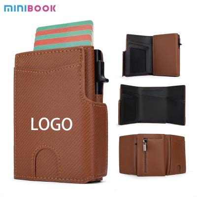 China Men's Leather Pop Up Wallet with RFID Blocking Magnetic Closure 8 Card Slots for sale