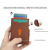 China Men's Leather Pop Up Wallet with RFID Blocking Magnetic Closure 8 Card Slots for sale