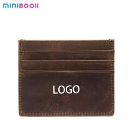 China Custom Logo Slim PU Leather Card Holder Wallet Low MOQ Mix Models 10x8x0.5cm for sale