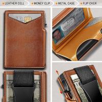 China Minimalist PU Leather Credit Card Holder Wallet with Pop Up Function 9.6x7.1x2.3cm for sale