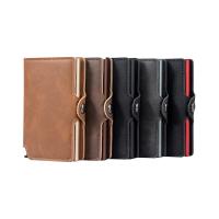 China Vintage RFID Blocking Steel Wallet with Retractable ID Card Holder 9.6x6.5x1.3cm for sale