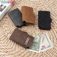 China Vintage RFID Blocking Steel Wallet with Retractable ID Card Holder 9.6x6.5x1.3cm for sale