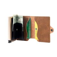 China Vintage RFID Blocking Steel Wallet with Retractable ID Card Holder 9.6x6.5x1.3cm for sale