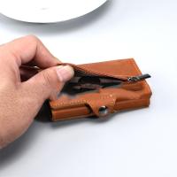 China PU Leather Card Holder with Aluminum Pop Up Design and Metal Box 10x6.5cm for sale